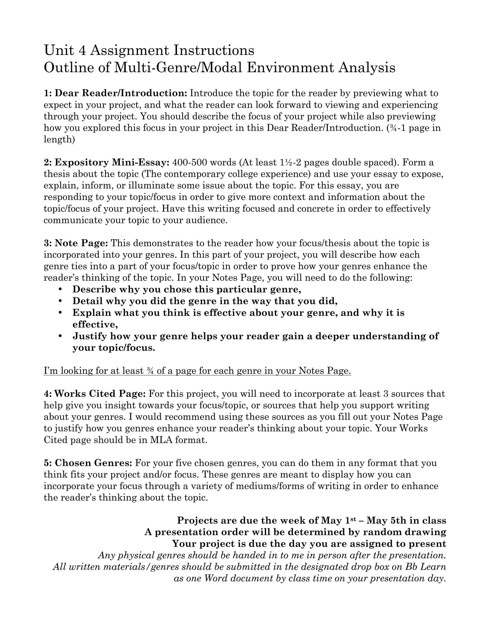 Multi genre analysis outline | PDF