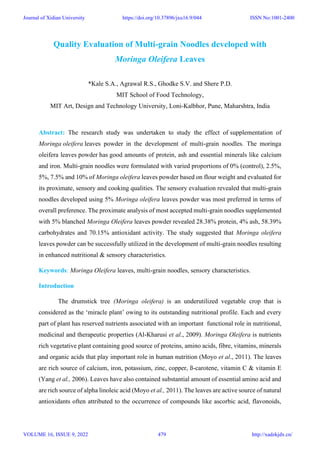 Quality Evaluation of Multi-grain Noodles developed with Moringa ...