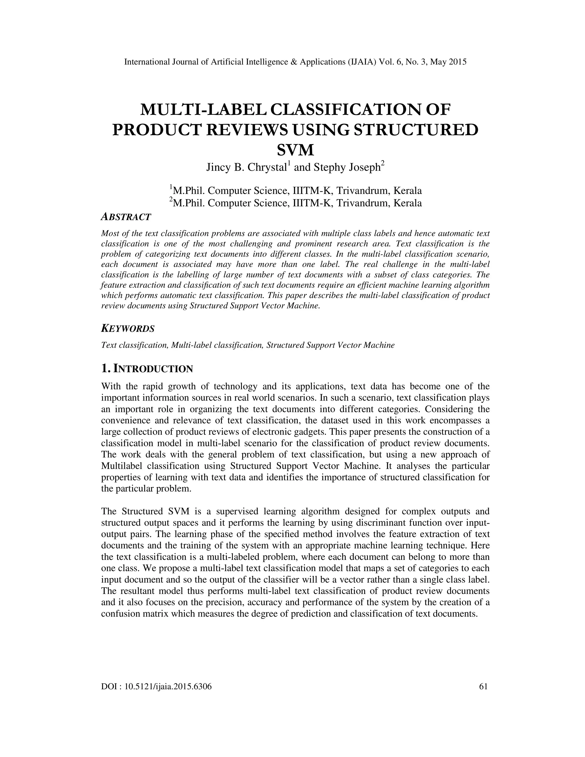 Multi label classification of | PDF