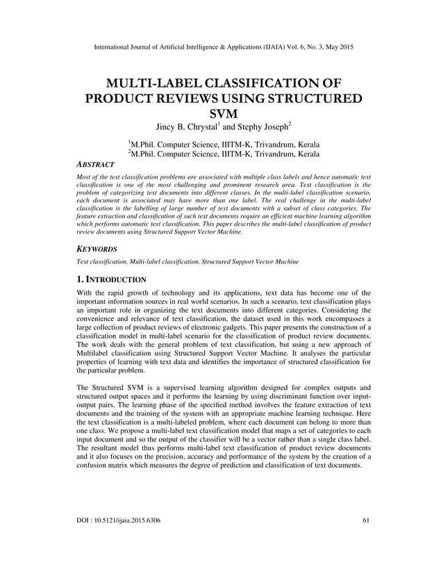 Multi label classification of | PDF