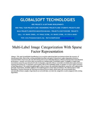 IEEE 2014 MATLAB IMAGE PROCESSING PROJECTS Multi label image categorization with sparse factor ...