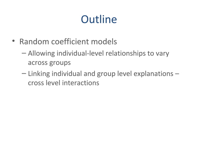 Multi Level Modelling Random Coefficient Models Ian Brunton Smith