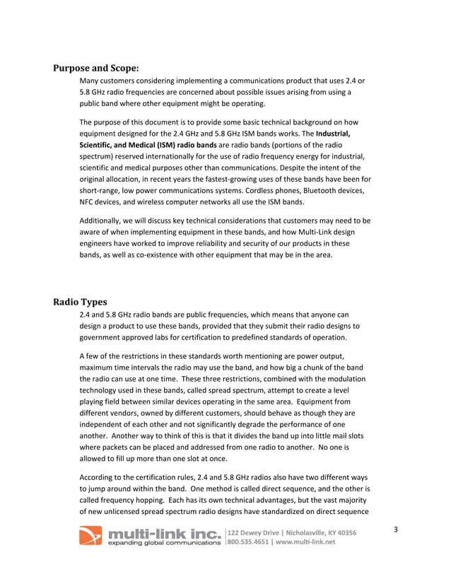 Multi-Link application note~ ISM band 12- 2012 | PDF