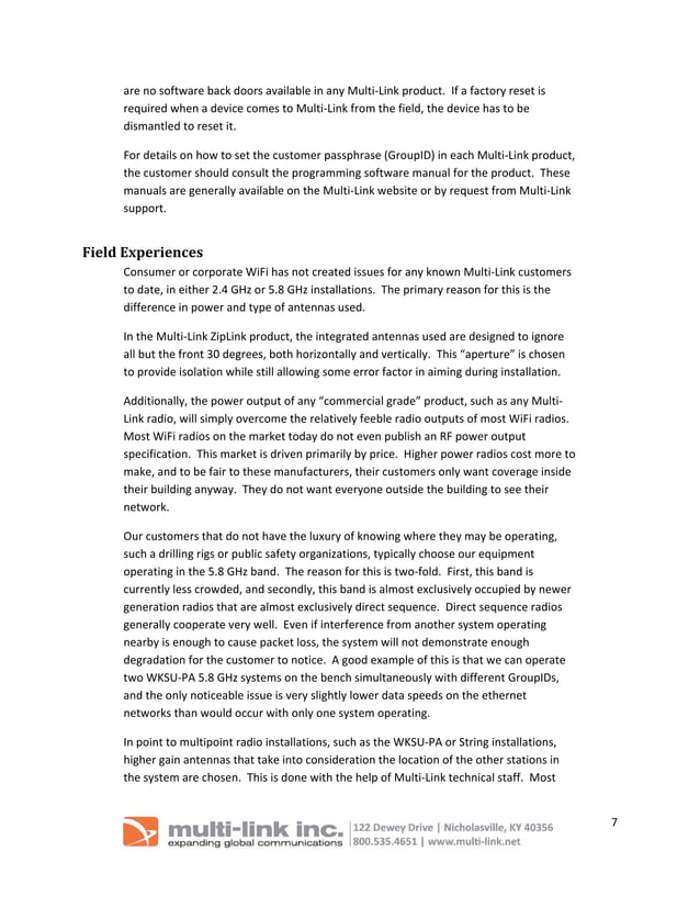 Multi-Link application note~ ISM band 12- 2012 | PDF