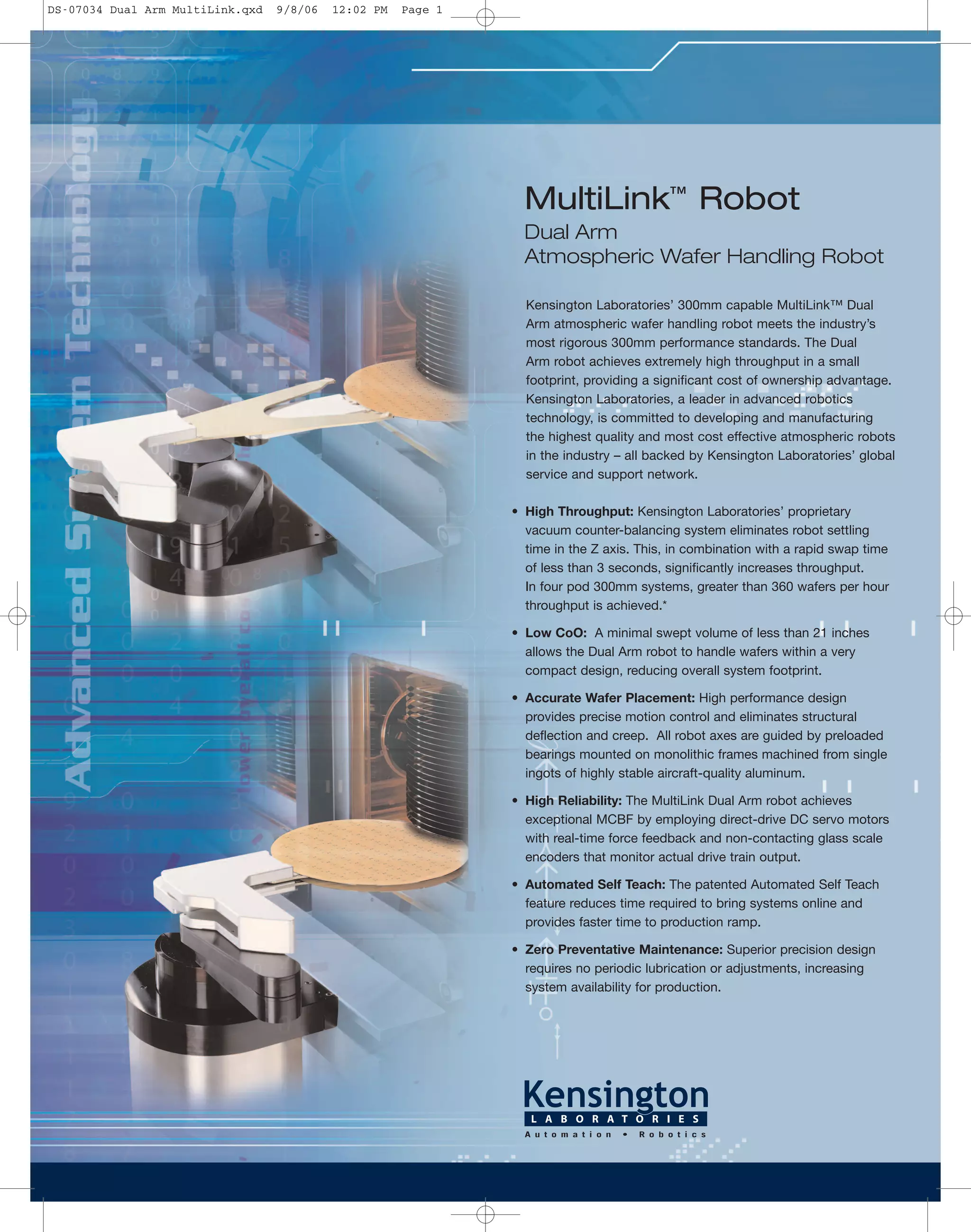 MultiLink Robot Dual Arm -Atmospheric Wafer Handling Robot | PDF