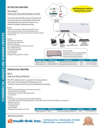 Multi-Link Product Line Card 2016 *Revised | PDF