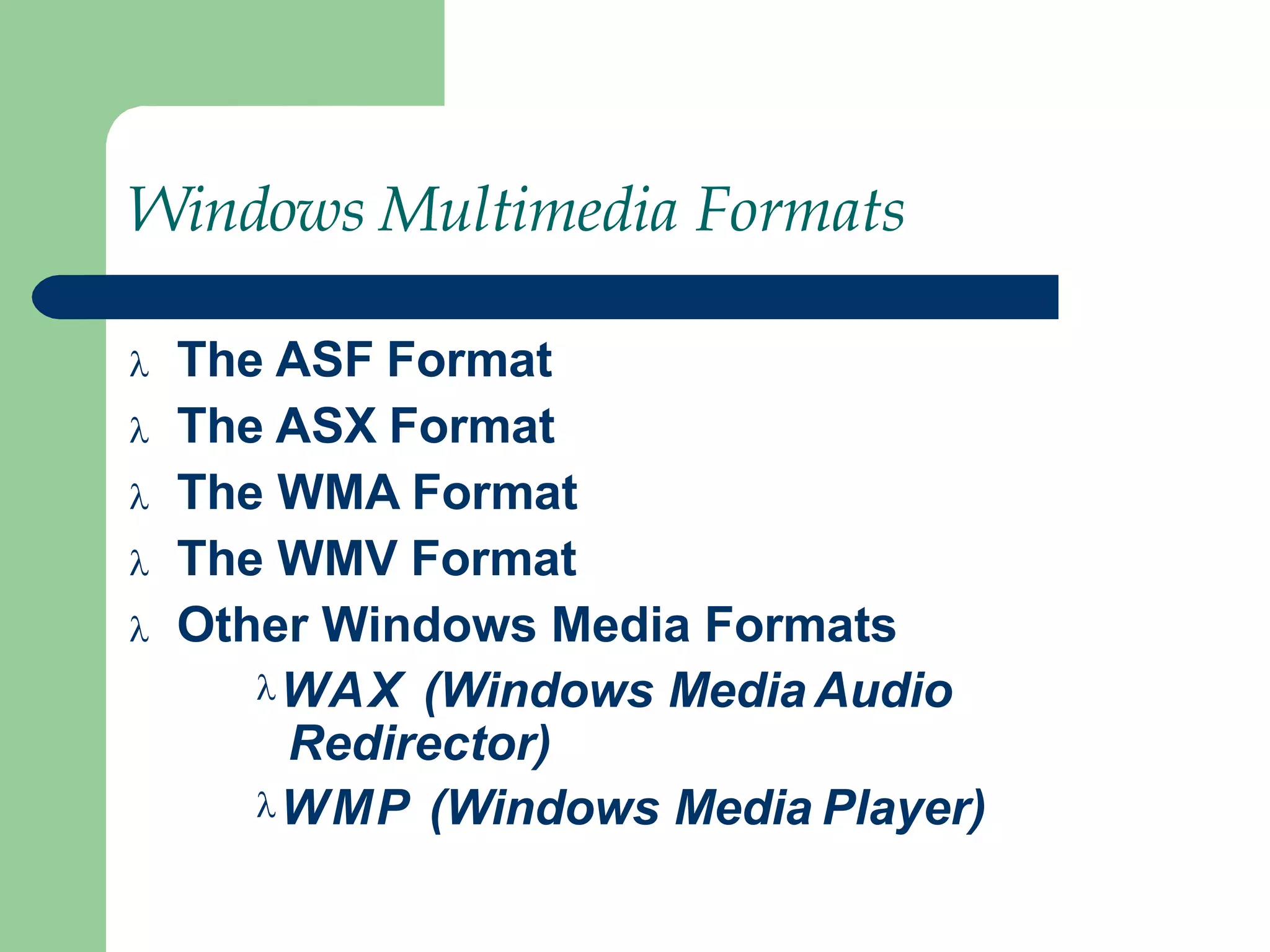 Multimedia Formats | PPT