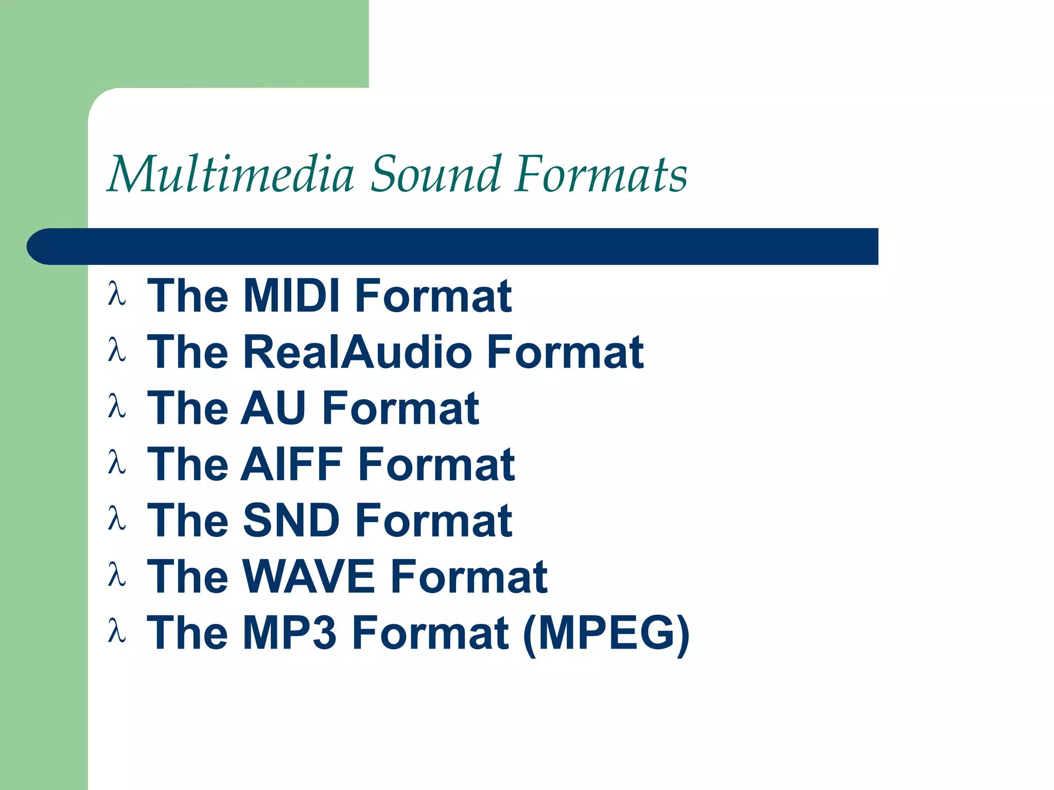 Multimedia Formats | PPT