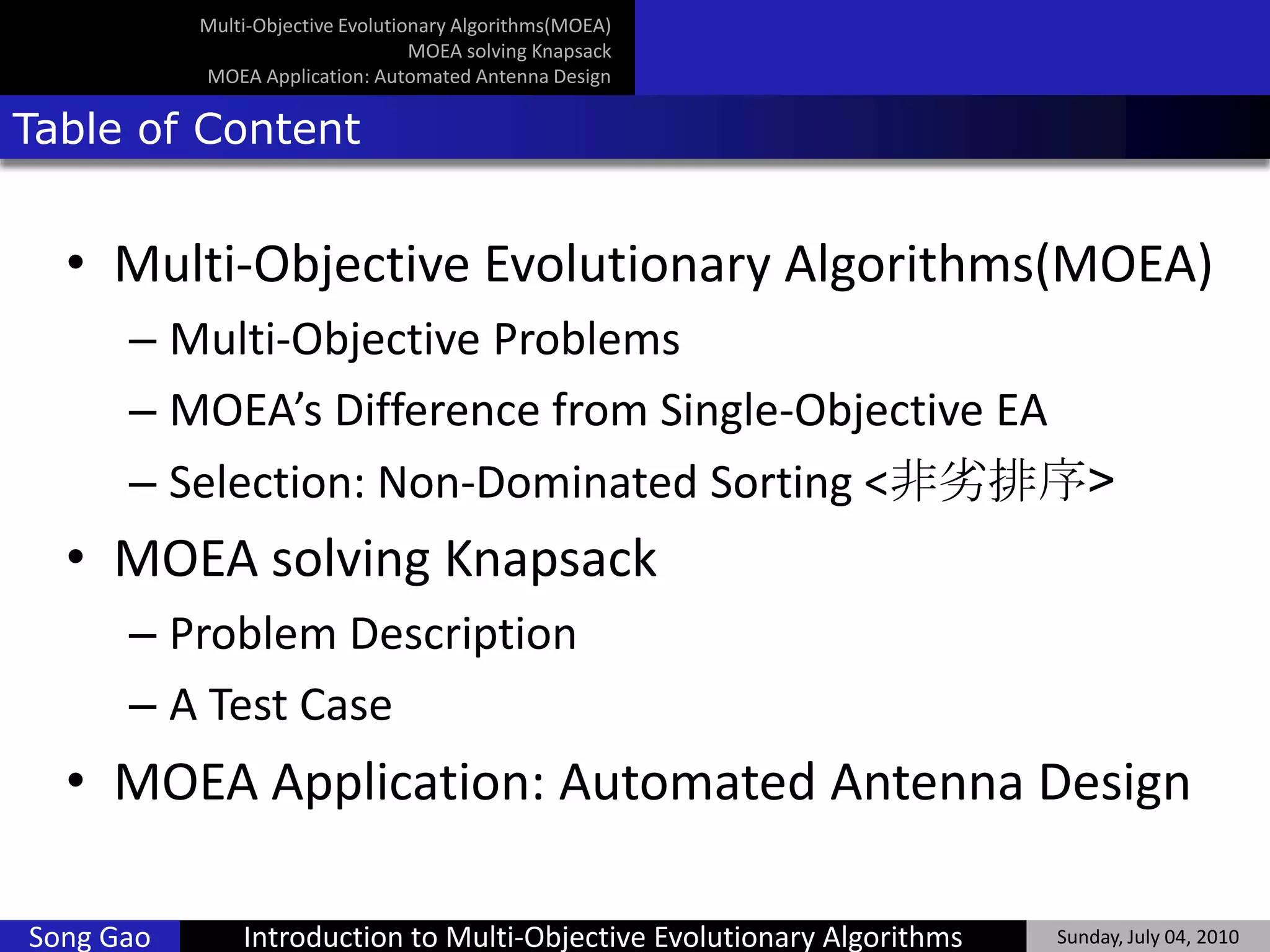 Multi Objective Evolutionary Algorithms Pptx