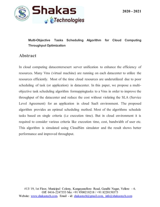 Multi objective tasks scheduling algorithm for cloud computing throughput optimization | PDF