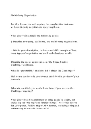 Multi-Party NegotiationFor this Essay, you will explore the co.docx
