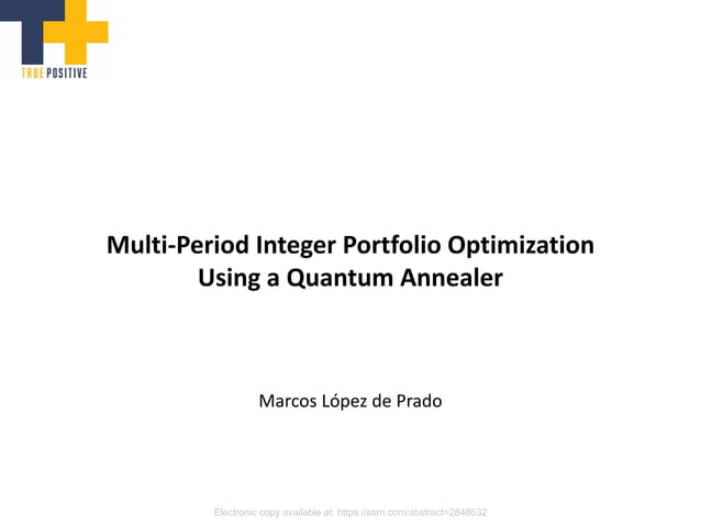 Multi-Period Integer Portfolio Optimization Using a Quantum Annealer ...