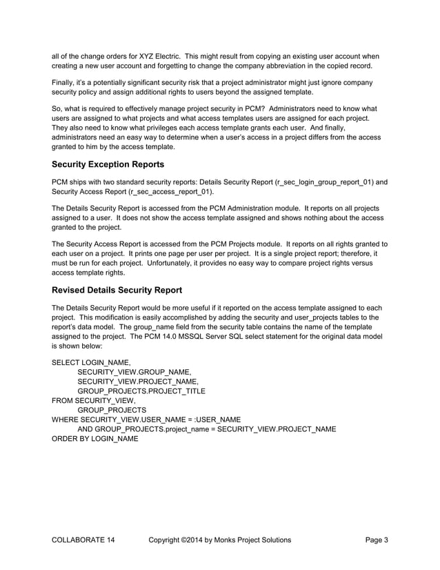 Multi project security exception reports - Oracle Primavera P6 ...