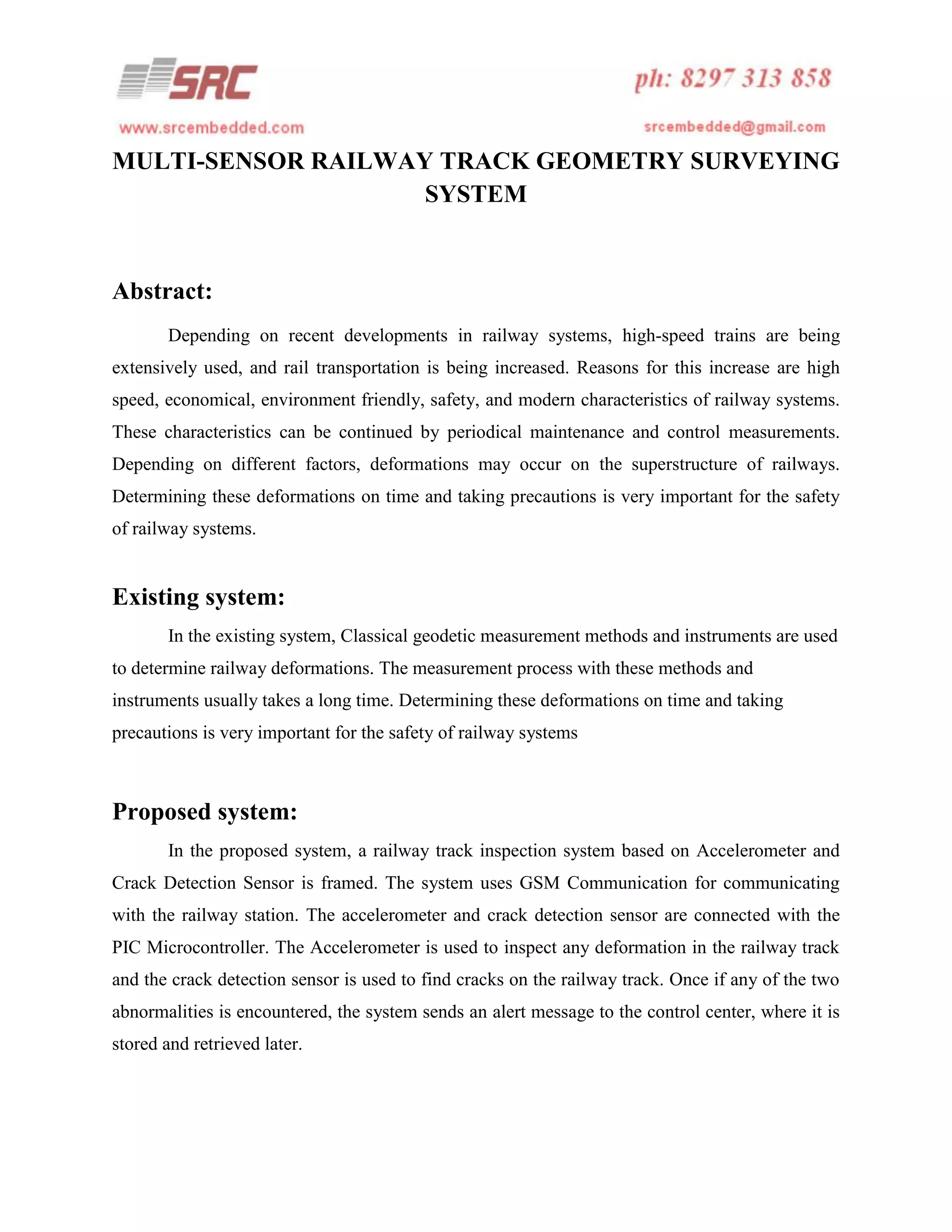 Multi sensor railway track geometry surveying system | PDF
