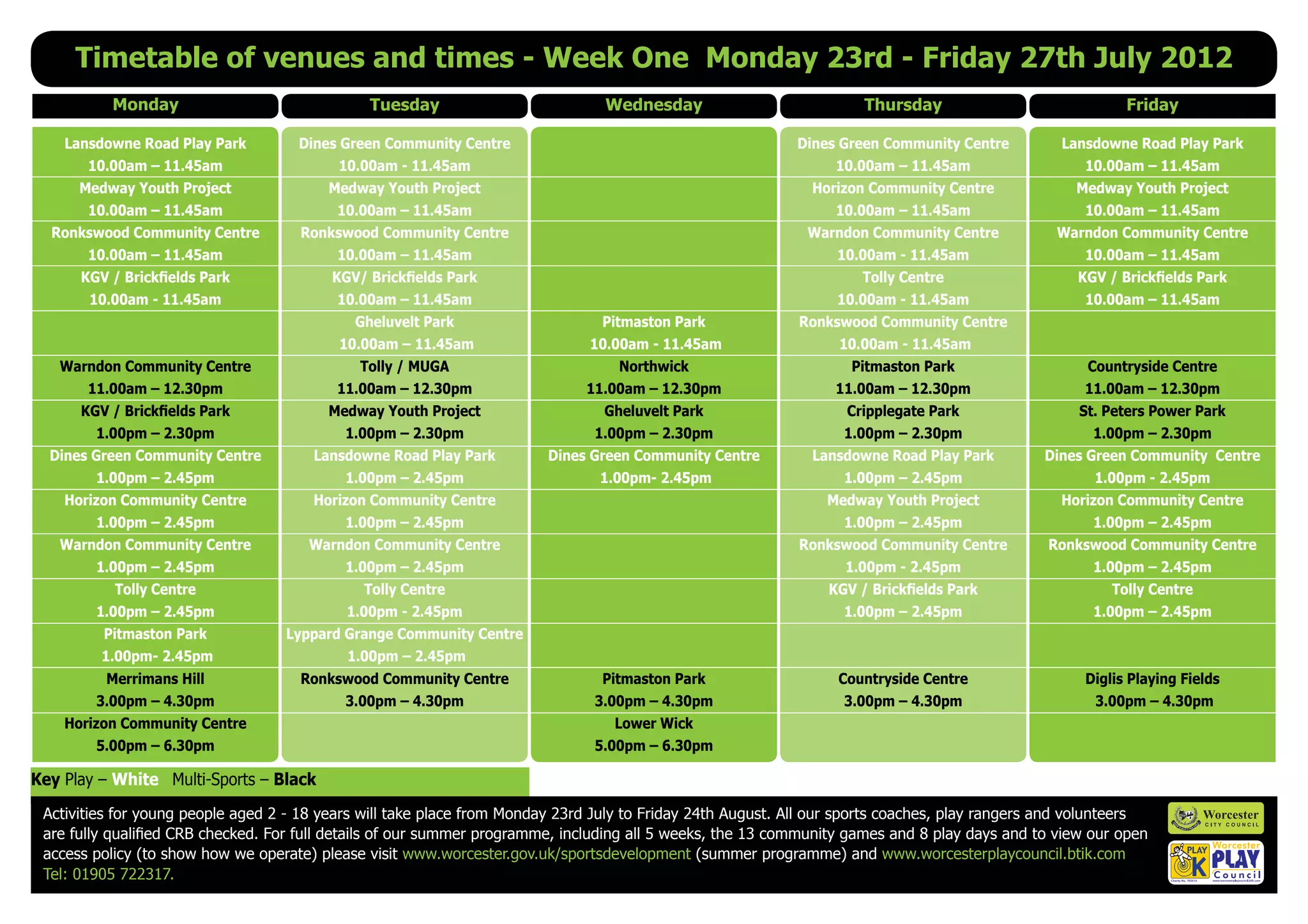 Multi-Sports Timetable | PDF