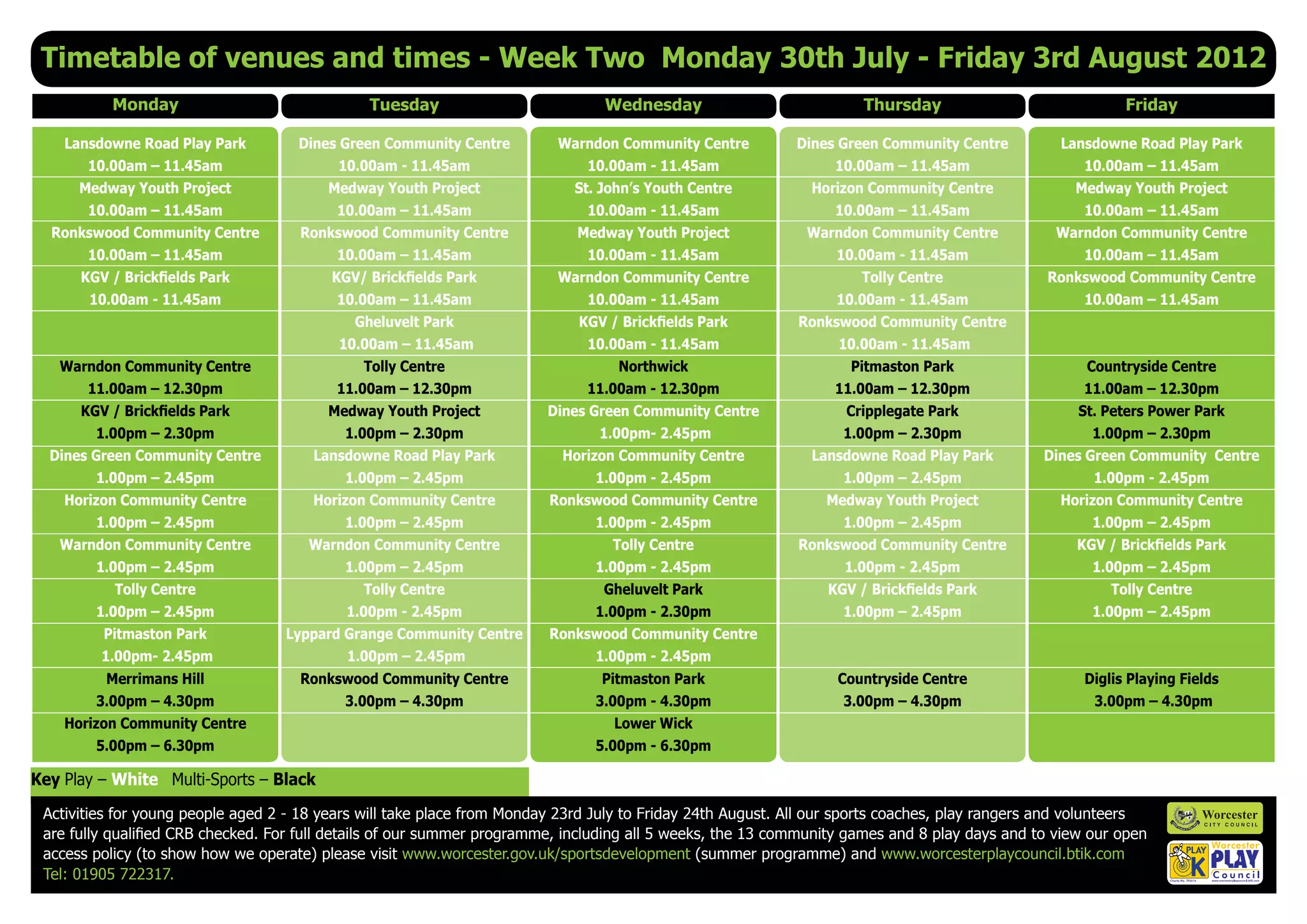 Multi-Sports Timetable | PDF