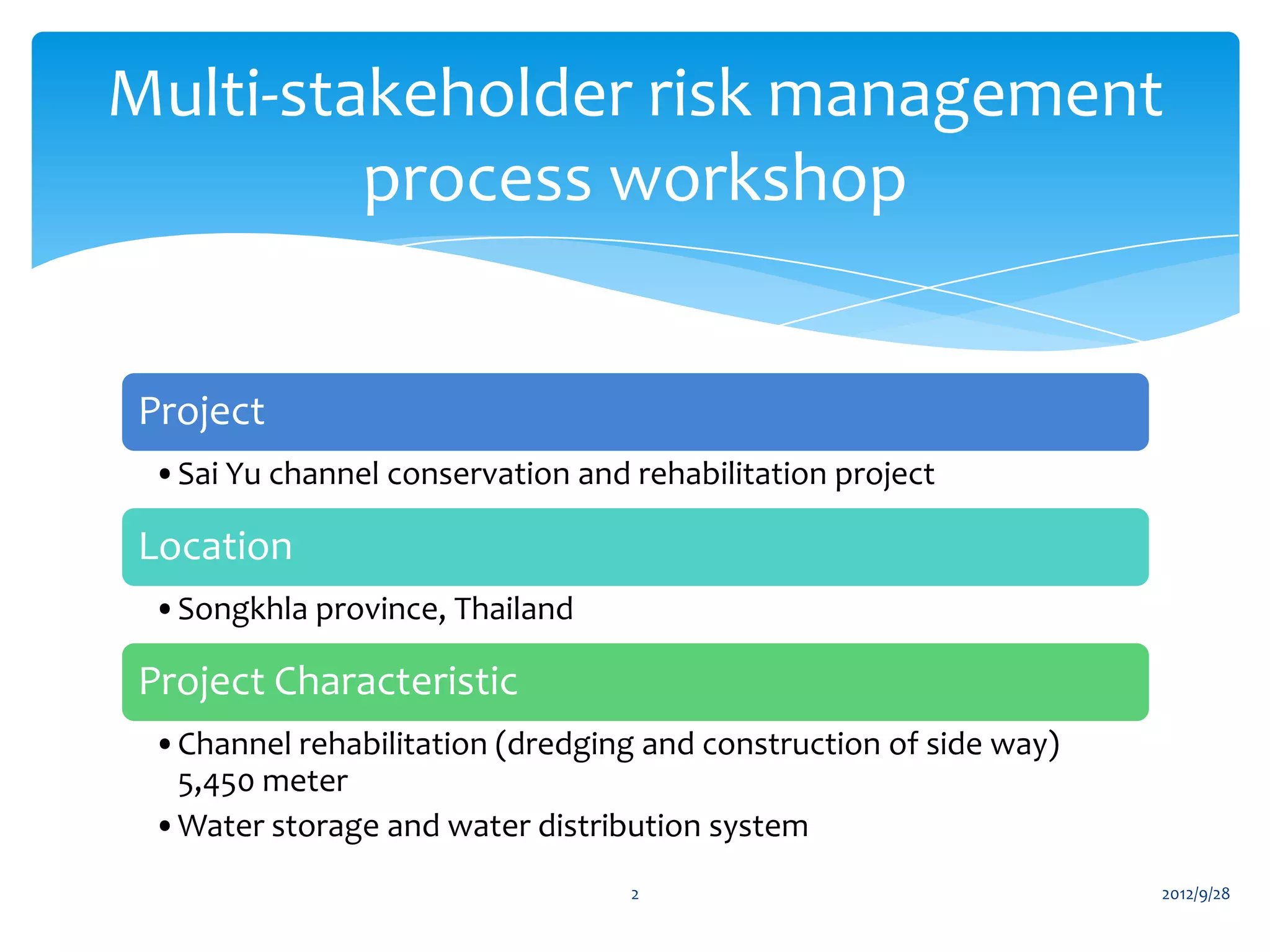 Multi stakeholder risk management in small-scaled water resources ...