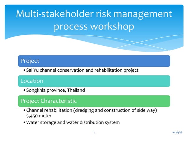 Multi stakeholder risk management in small-scaled water resources ...