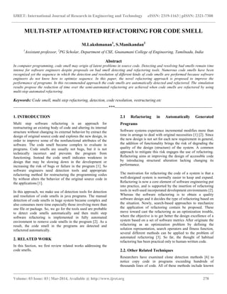 Multi step automated refactoring for code smell | PDF | Web Development | Internet