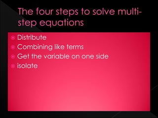 Multi step equation | PPTX