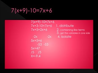 Multi step equation | PPTX