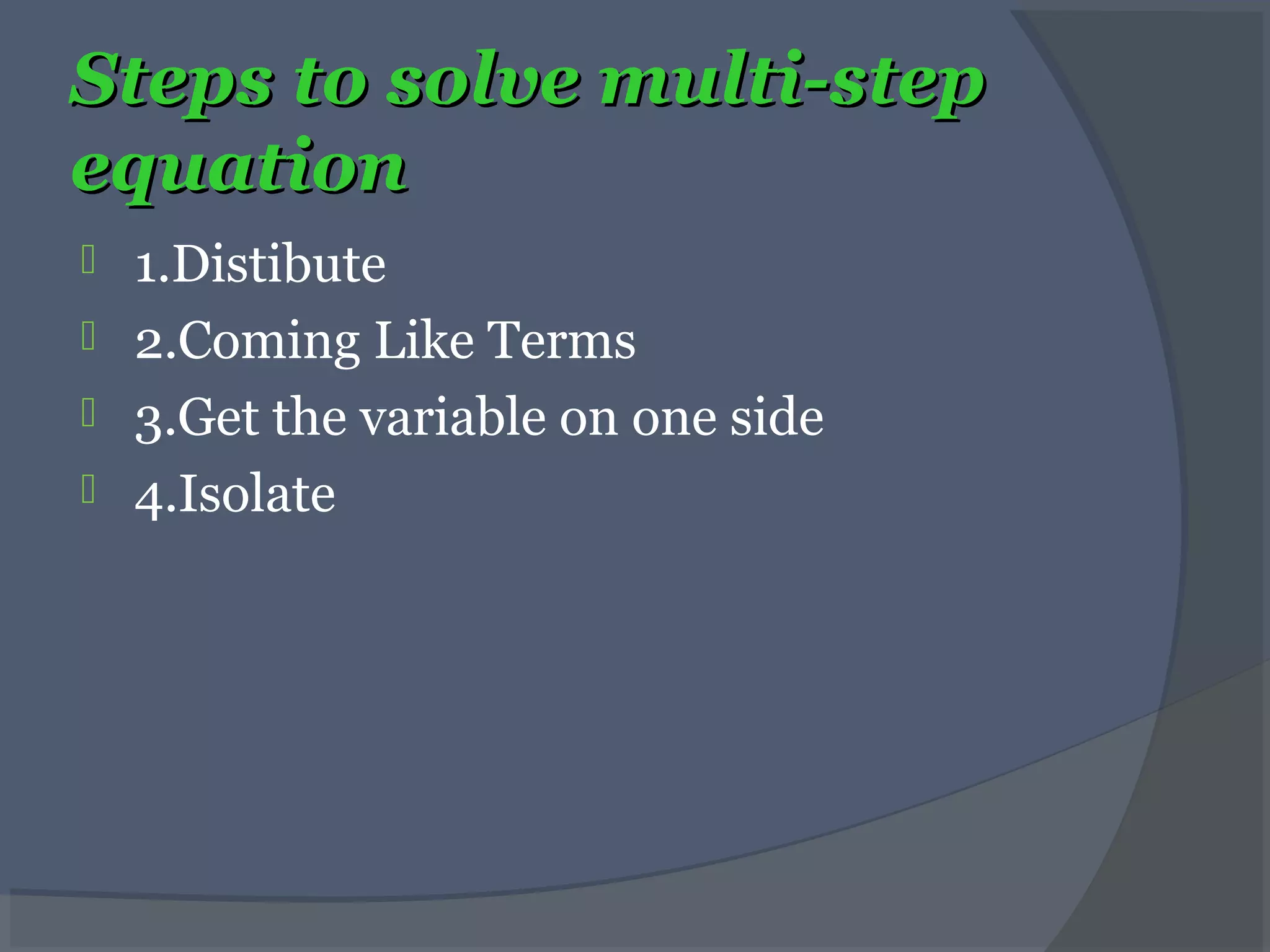 Multi step equation | PPT