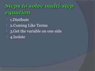 Multi step equation | PPT