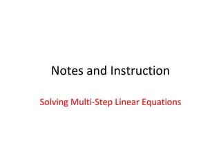 Multi step equations | PPT