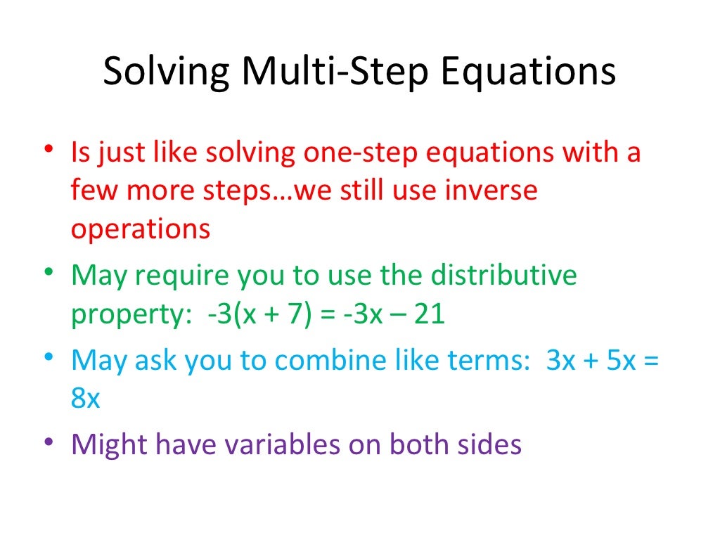 Multi step equations