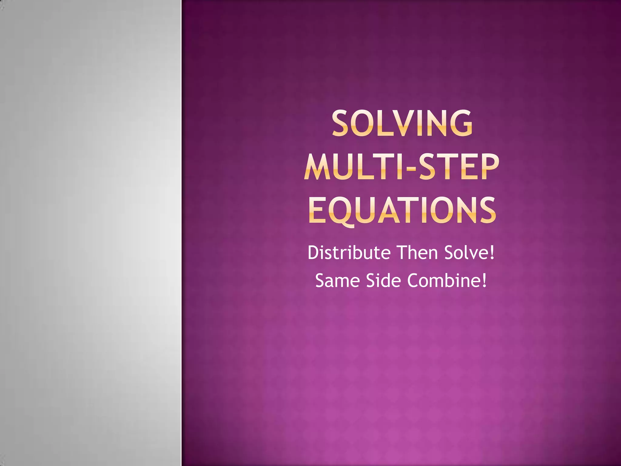 Multi step equations | PPT