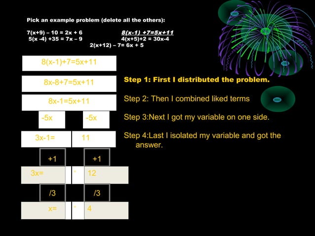 Multi step equations power point | PPT