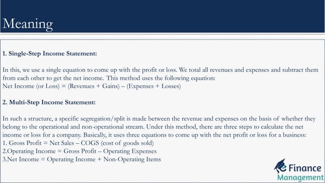 Multi-Step vs Single-Step Income Statement | PPTX