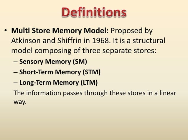 A-Level Psychology: Multi Store Memory Model - New Spec | PPTX | Data ...
