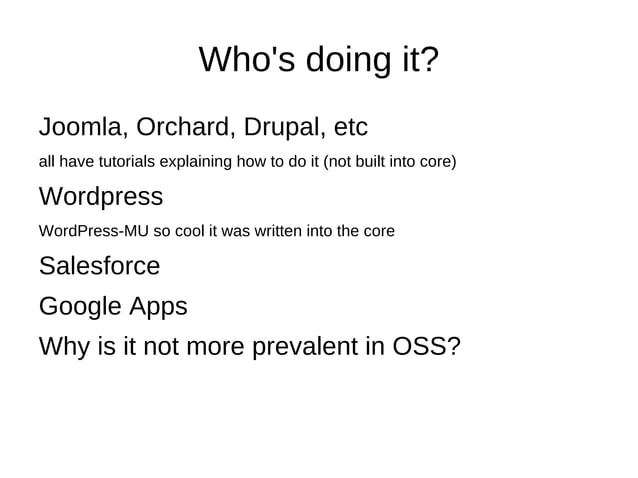 Multi tenant CMSes using php | ODP | Internet | Computing