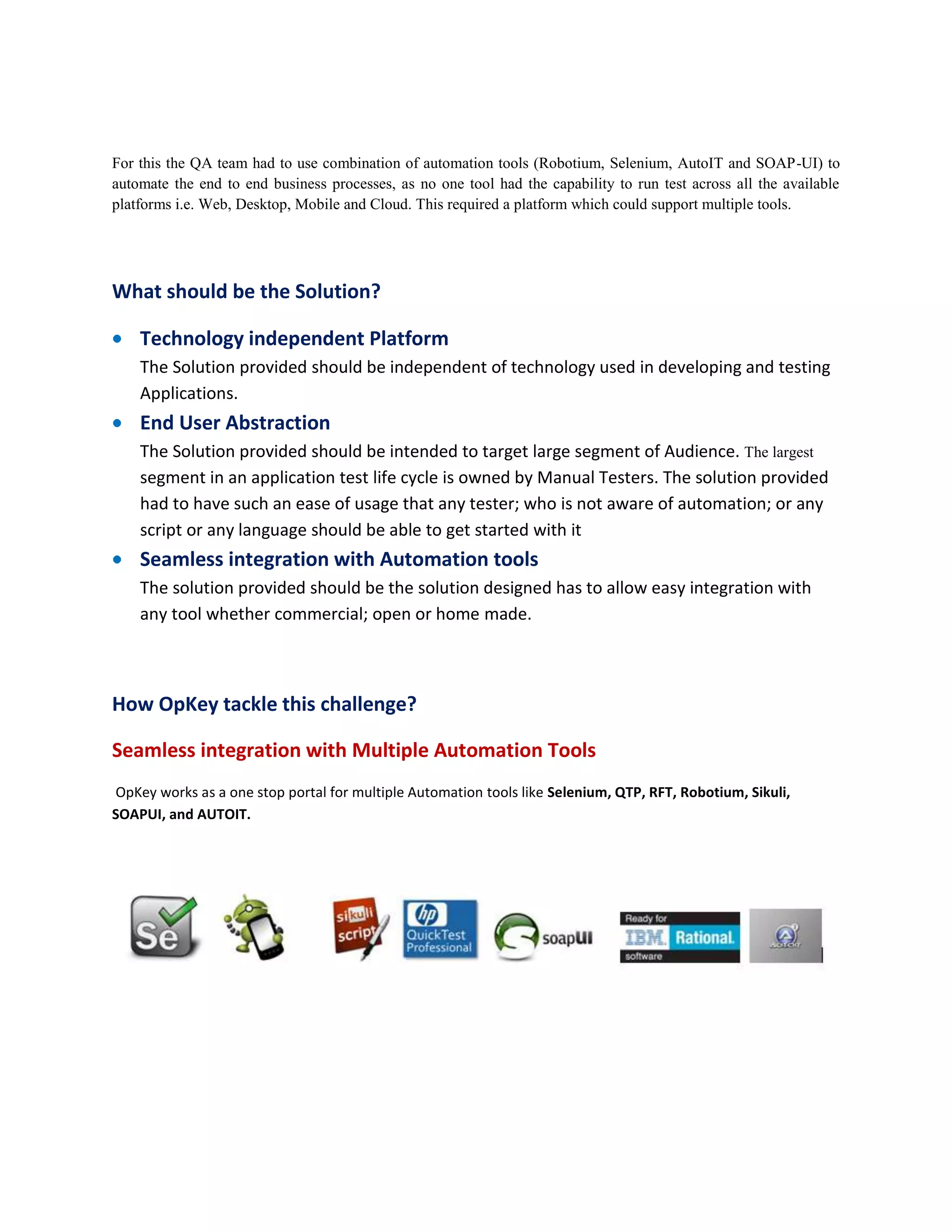 Multi Tool Test Automation Platform Pdf