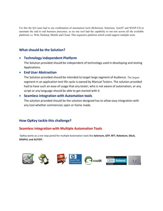 Multi tool test automation platform | PDF