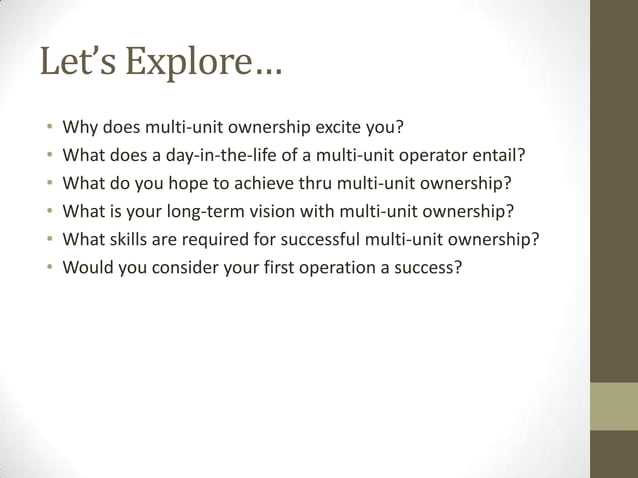 From Single-unit to Multi-unit Ownership Presentation | PPTX | Business ...