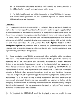 Multi – agency disaster incident management system an action framework ...