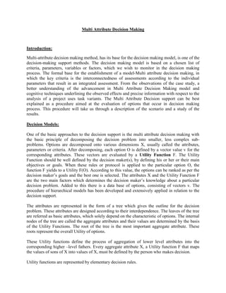 Multi attribute decision making | DOCX