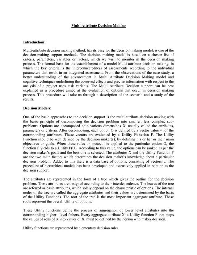 Multi attribute decision making | DOCX
