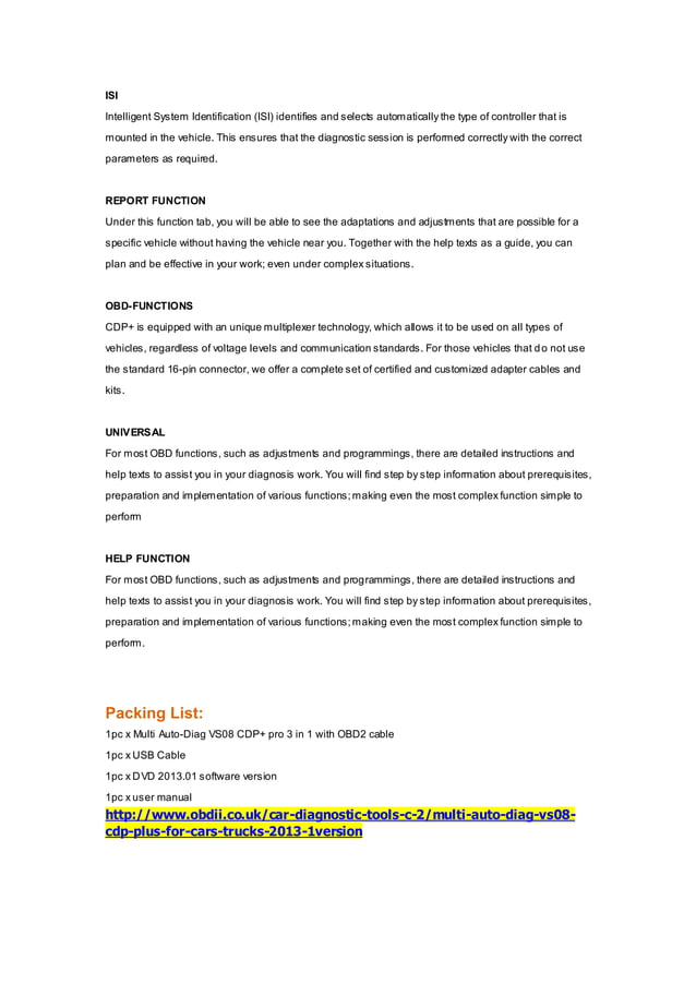 Multi auto diag vs08 cdp plus for cars & trucks 2 in 1 20131version | PDF