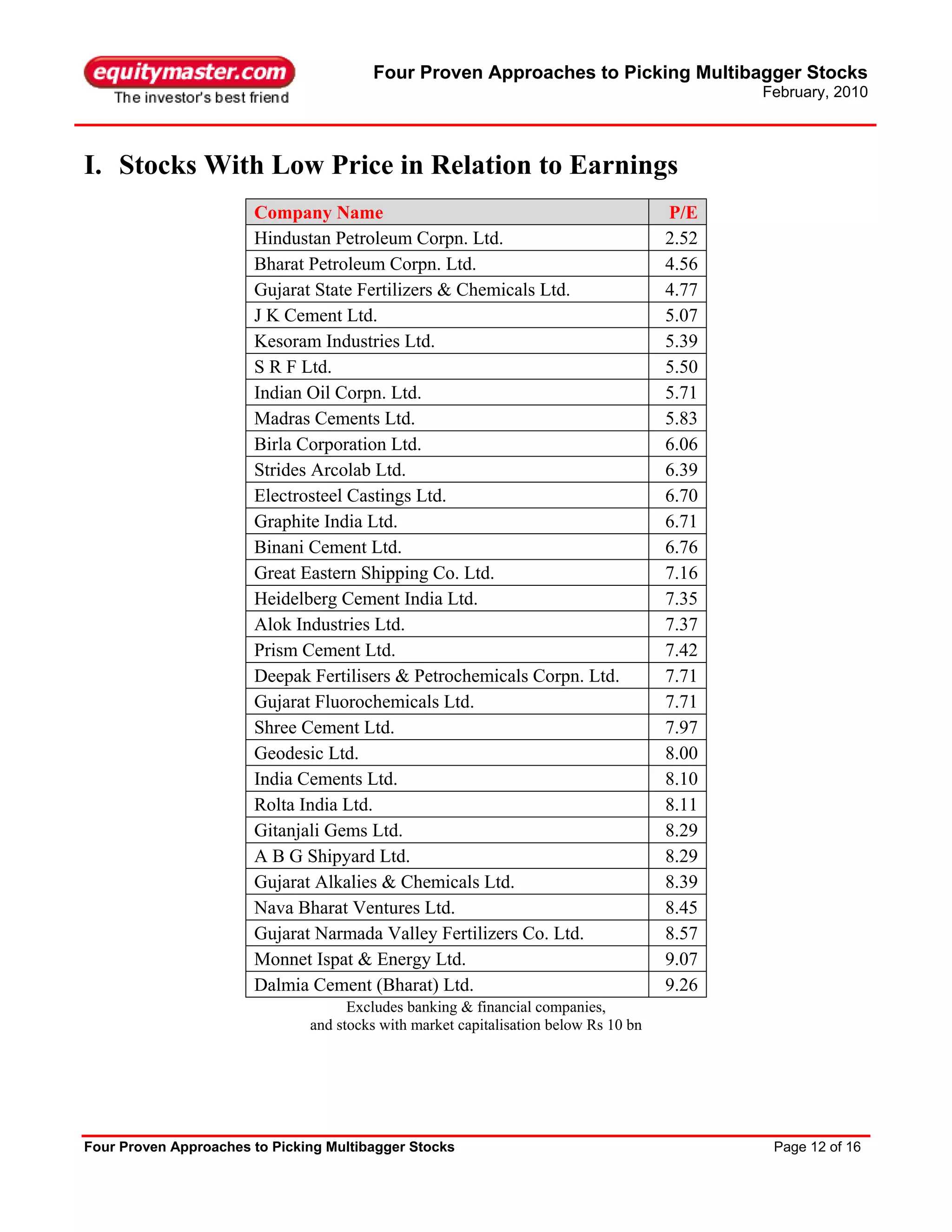 Multibagger stock ideas | PDF