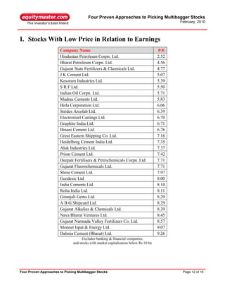 Multibagger stock ideas | PDF