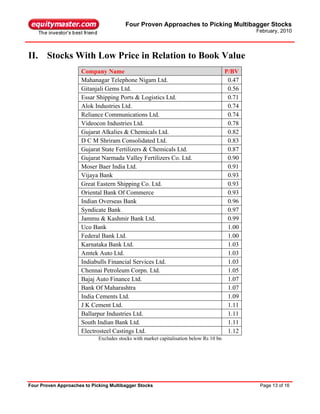 Multibagger stock ideas | PDF