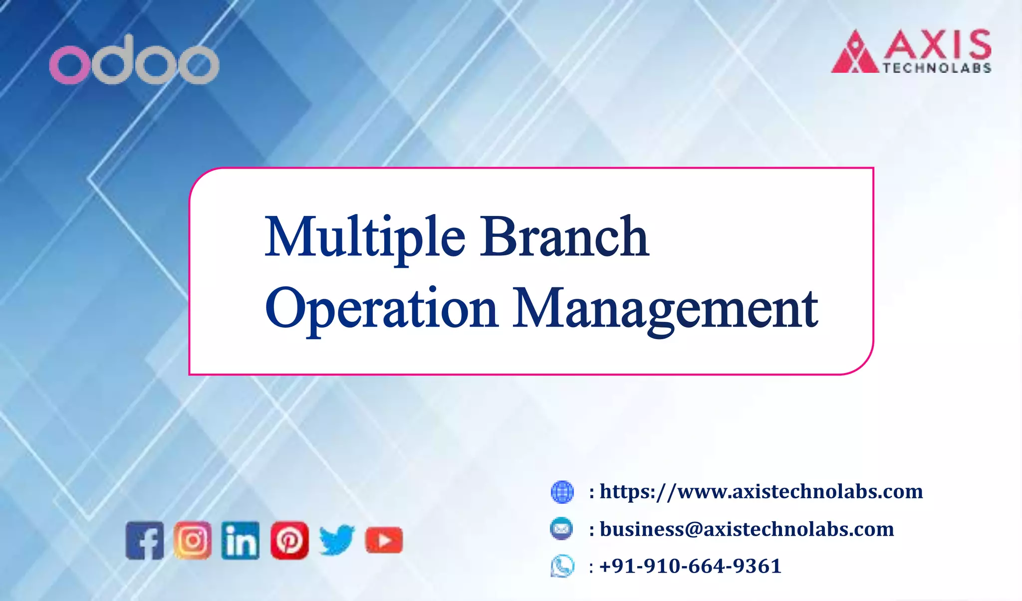 Multiple Branch operation Management Odoo App | PPT