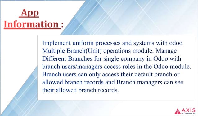 Multiple Branch operation Management Odoo App | PPT Multiple Branch operation Management Odoo App | PPT