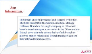 Multiple Branch operation Management Odoo App Branch wise Unit Operations Setup in odoo | PPT