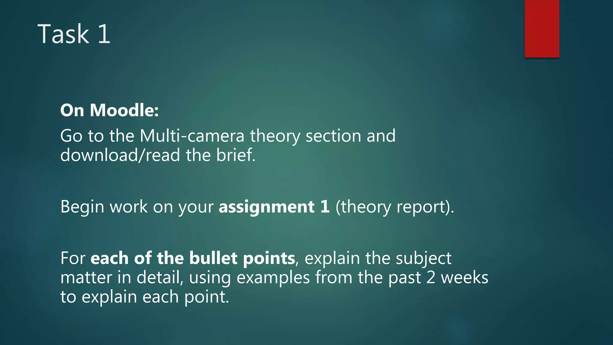 Multi-camera filming: theory recap | PPTX