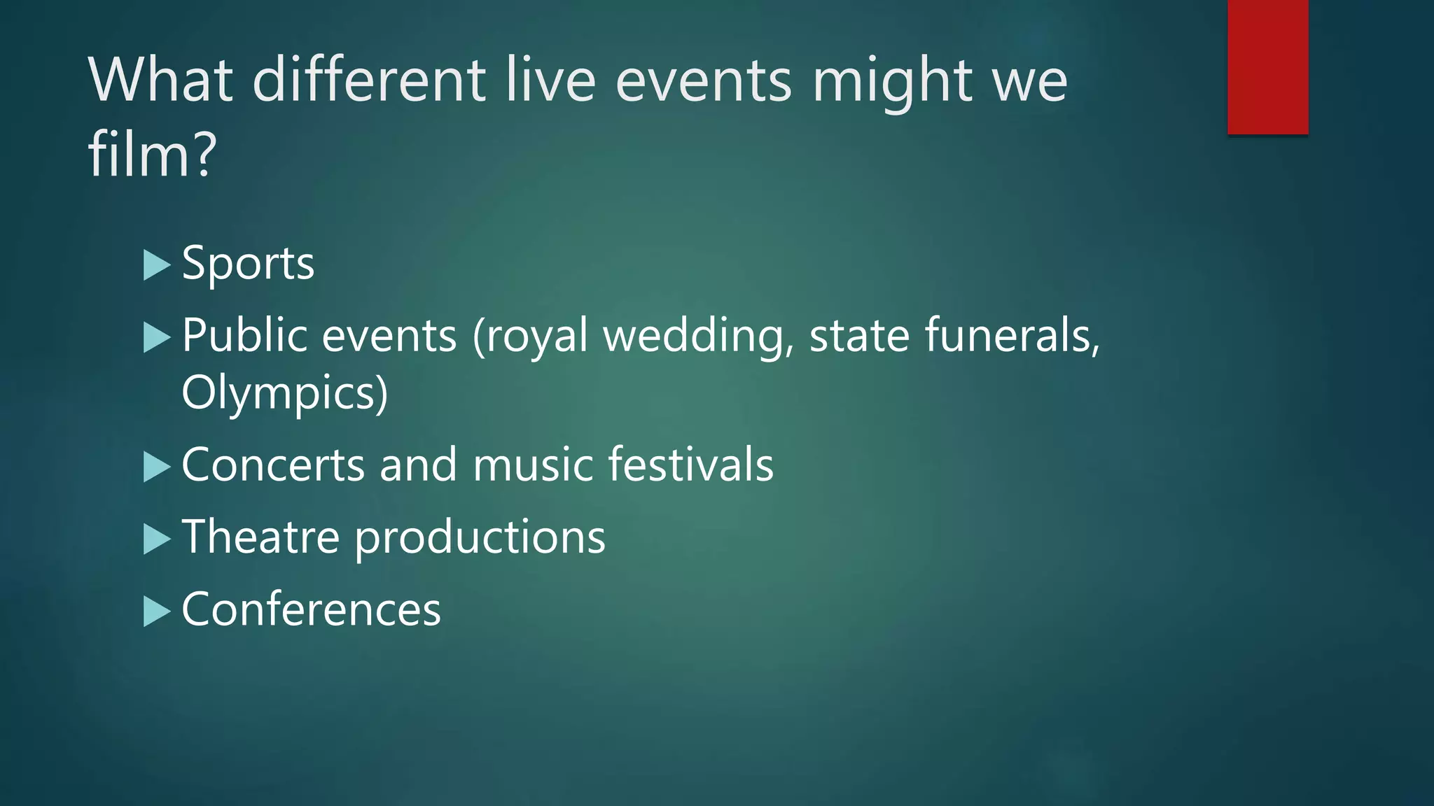 Multi-camera filming: theory recap | PPTX