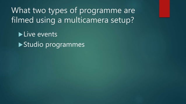 Multi-camera filming: theory recap | PPTX